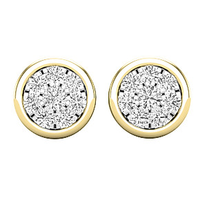 Dazzlingrock Collection 0.45 Carat (ctw) Round Diamond Ladies Flower Cluster Stud Earrings 1/2 CT, 10K Yellow Gold