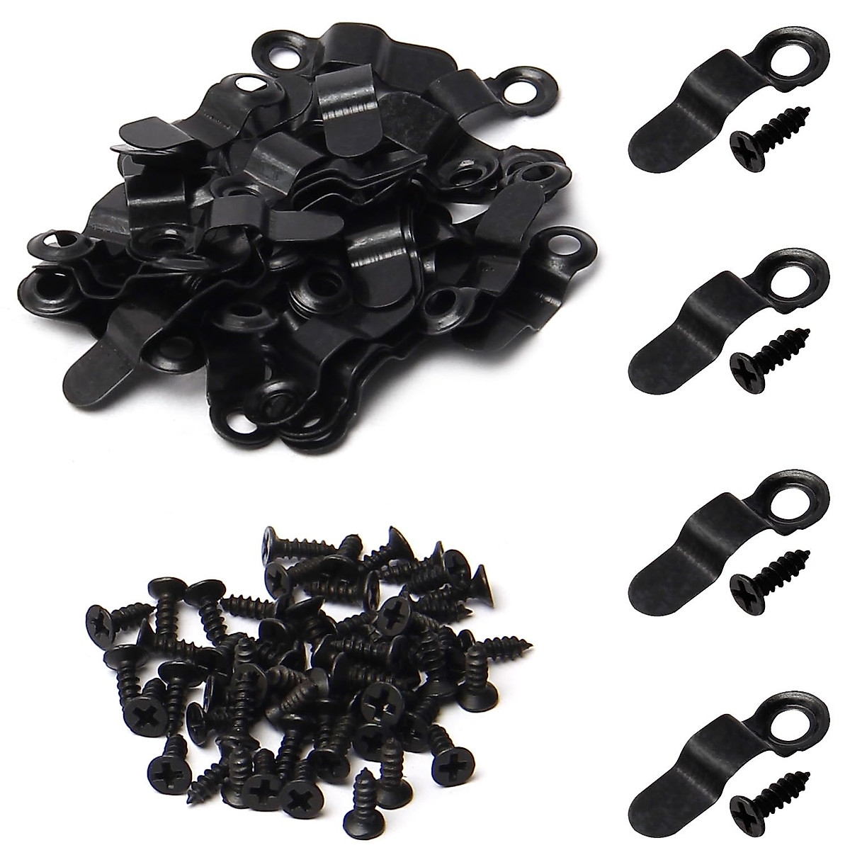 MroMax 30Pcs Picture Frame Turn Buttons Metal Photo Frame Backing Clips 0.91 inch Bow Shape with Screws Picture Frame Fasteners Parts for Hanging Pictures, Photos, Drawings and Posters Type 2 (Black)