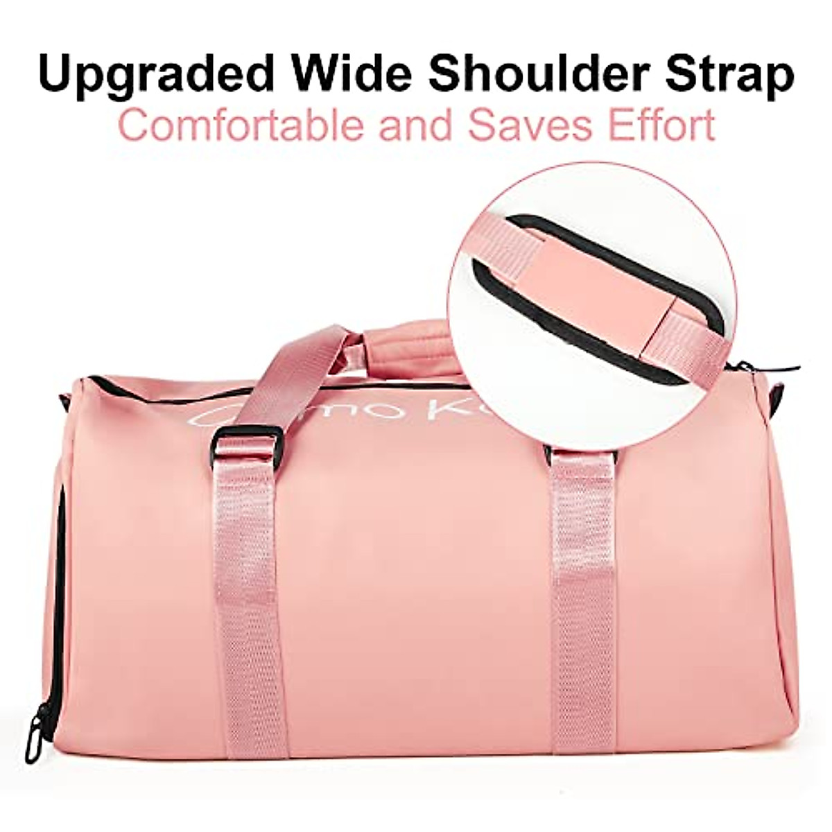YSSOA Gym Bag for Women and Men, Waterproof Duffel Bag Shoes Compartment, Lightweight Carry, Pink, 19 Inch