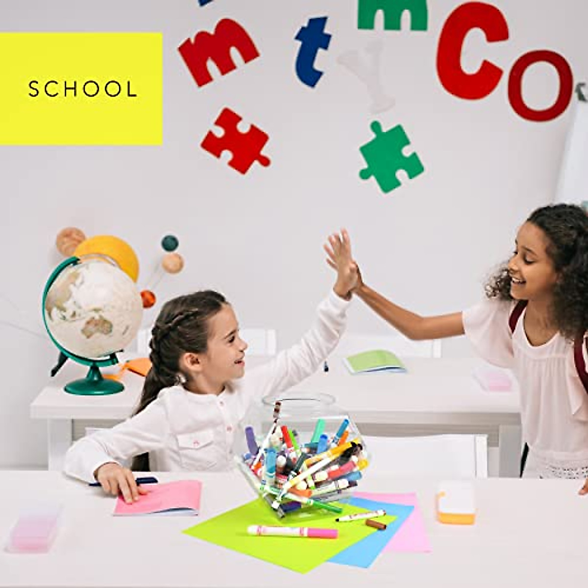 DilaBee Plastic Candy Jars for Candy Buffet, Candy Jars with Lids, Clear Cookie Jars for Kitchen Counter, Candy Dishes for Candy Buffet with Airtight Lid, Candy Bar Containers Set - Hexagonal Jars with Labels [129 Oz, Pack of 2] - Food Grade BPA-Free