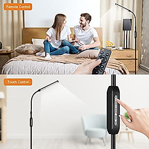 Dragon-Hub Bright Led Floor Lamp with Remote, Floor Light Touch, 3 Colors 5 Brightness 10 Mins Timer, Eyelash Lamp for Eyelash Extensions Lash Light Reading Lamp (Black - R)