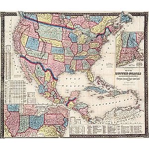 Posterazzi PDXFAS2046SMALL 1861 Map of US and North America Goldthwait Poster Print, 24 x 18, Multicolor