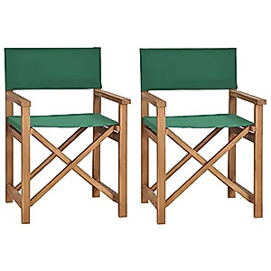 Tidyard 2 Piece Folding Director's Chairs Teak Wood Fabric Seat Portable Chairs for Camping, Balcony, Picnic, Fishing, Lawn, Outdoor Furniture 22.6 x 21.5 x 33.5 Inches (W x D x H)