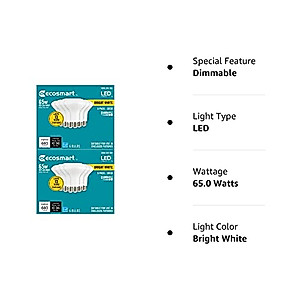 LED TECHNOLOGY EcoSmart 65-Watt Equivalent BR30 Dimmable LED Light Bulb Bright White (12-Pack), 12 Count (Pack of 1)