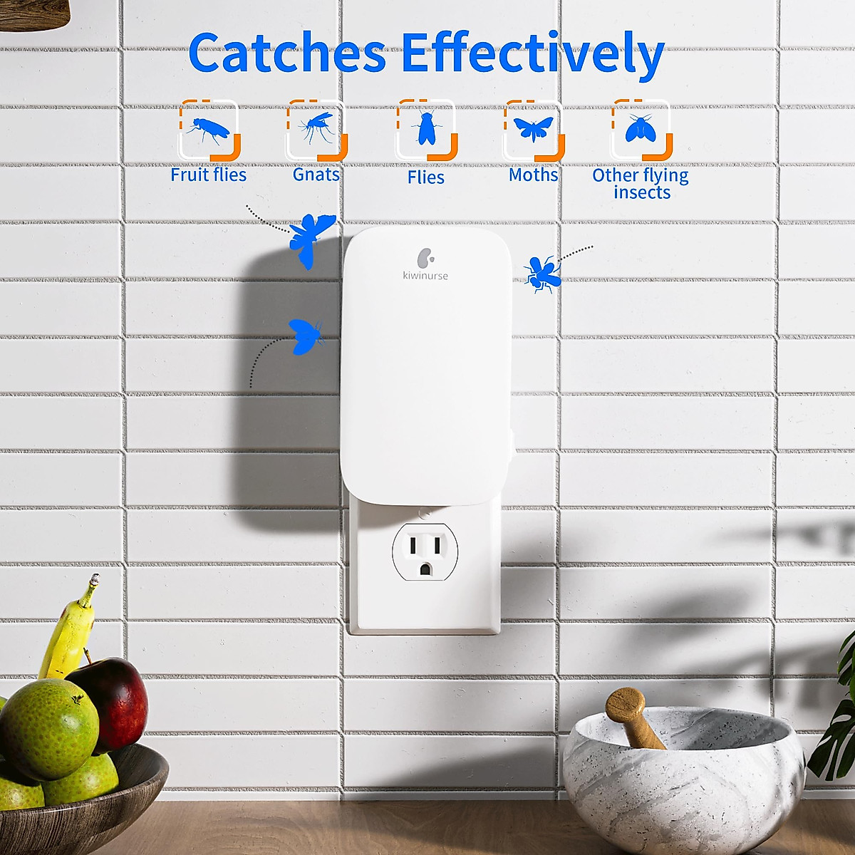 Kiwinurse Bug Zapper Indoor Plug in - 3000V Fly Zapper Flying Insect Trap for Flies, Fruit Flies, Gnats, Moths for Indoors with Lights