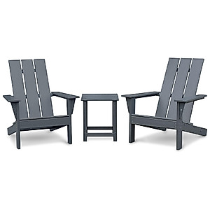 ATR ARTTOREAL Adirondack Chair Set of 2 with Table, HDPE Firepit Chairs for Outside, Weatherproof Outdoor Chairs for Garden Balcony Patio
