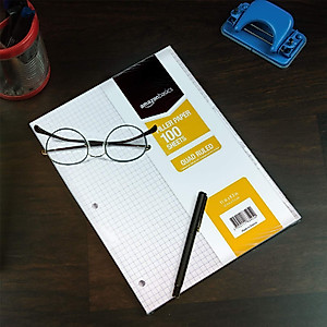 Amazon Basics Graph Ruled Loose Leaf Filler Paper, 100 Sheet, 11 x 8.5 Inch, Pack of 6