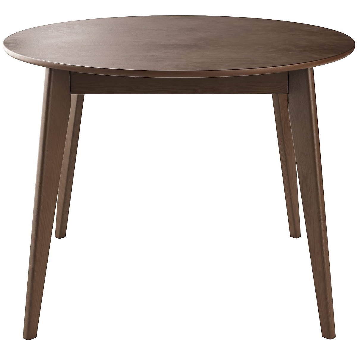 DAIVA CASA Orion Round Dining Table for 4 Person - Birch Solid Wood Kitchen & Dining Room Furniture - Mid Century Modern Scandinavian Style – Dark Brown Kitchen Table 40 inch