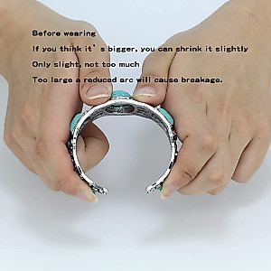 jianxi Women's Antique Rgentium Plated Base Heart Compressed Turquoise Bracelet Cuff Bangle Fashion Jewelry (1323-A)