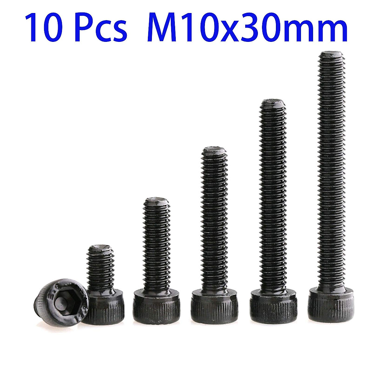10 Pcs M10-1.5 x 30mm Hex Socket Head Cap Screws, 12.9 Grade Alloy Steel, Allen Socket Drive, Black Oxide Finish, Machine Thread，Full Thread （10 Pcs M10-1.5 x 30mm）