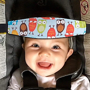 G-Tree 2 Pack Toddler Car Seat Neck Relief and Head Support, Pillow Support Head Band Easy Installation On Most Convertible Seats and Safety to Babies and Kids(Blue,Owls)