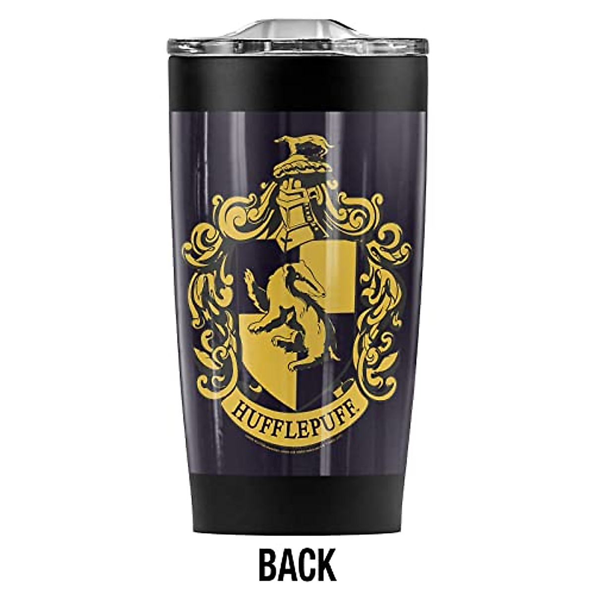 Logovision Harry Potter Hufflepuff Crest Stainless Steel Tumbler 20 oz Coffee Travel Mug/Cup, Vacuum Insulated & Double Wall with Leakproof Sliding Lid | Great for Hot Drinks and Cold Beverages