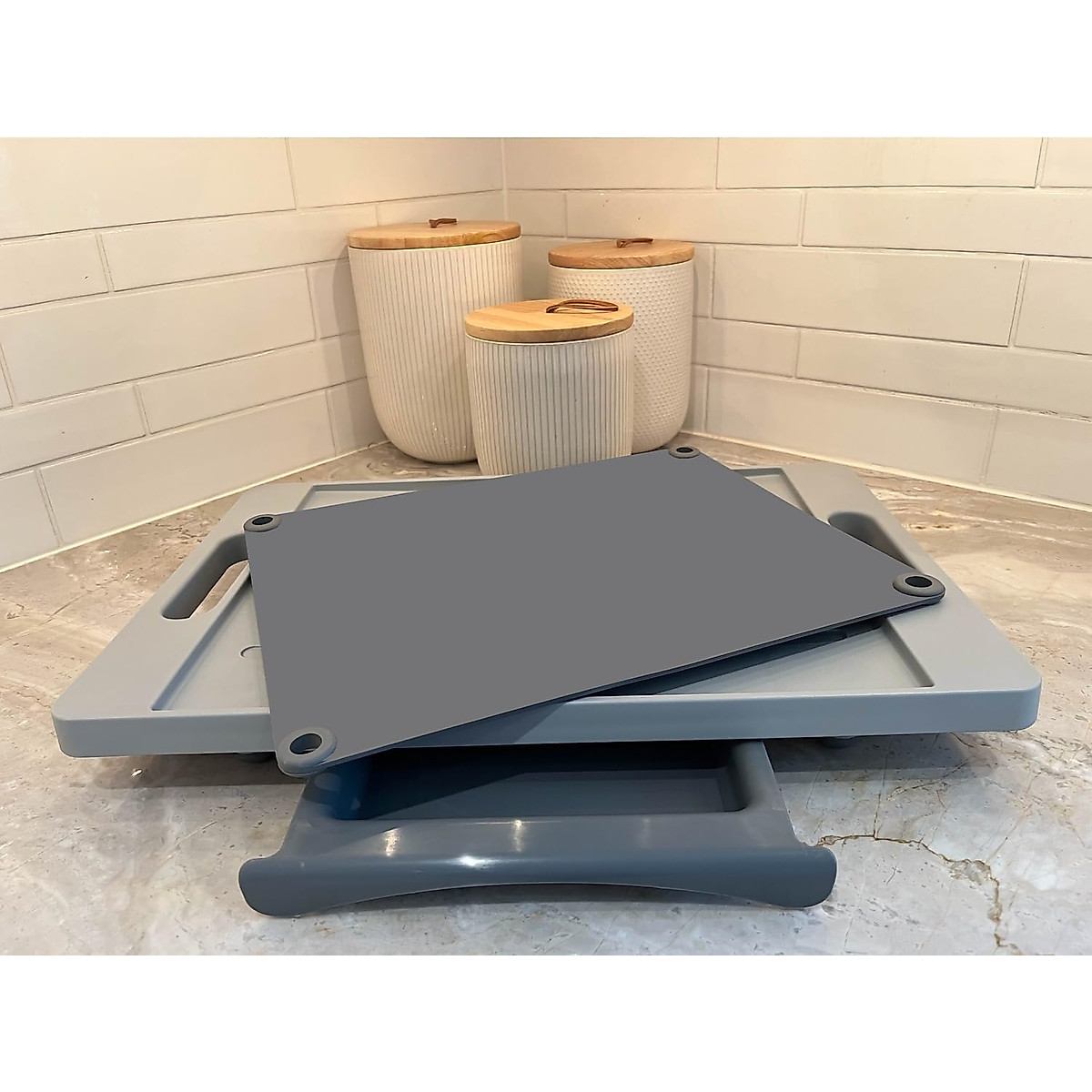 Karving King Large Meat Cutting Board with Juice Groove Meat Carving Board with Non-Slip Feet, Spikes, and Drip Tray Chopping Board for Kitchen