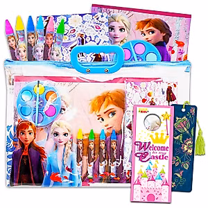 Disney Frozen 2 Coloring Book and Activity Super Set for Kids Toddlers ~ Frozen Painting and Coloring Book with Paint, Brush, Stickers, and Tote Bag (Frozen Party Supplies Bundle)