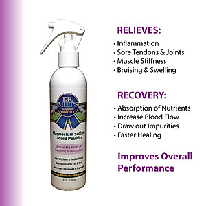 Dr. Milt's Horse Topical Epsom Salt Pain Relief Ointment Rub: Poultice and Liniment Fortified with Arnica for Horses and Animals. 2 Pack - 8oz Spray