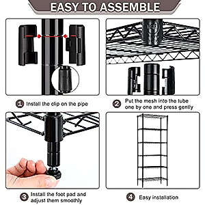 6 Tier Metal Storage Shelves 23" L x 13" W x 60" H Adjustable Wire Shelving Unit 900LBS Metal Shelves Garage Storage Pantry Shelves Storage Rack Wire Rack Shelf Steel Shelves for Storage, Black