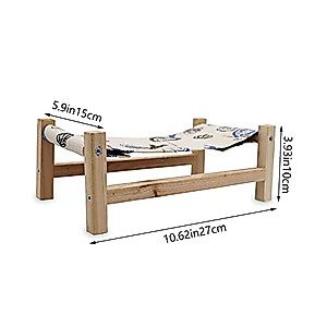 Dnoifne Reptile Hammock Swing Hanging Bed, Wooden Lizard Bed, Reptile Summer Bed for Bearded Dragon Leopard Gecko Lizard