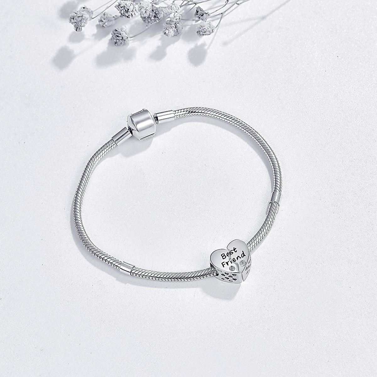 Pandora Charms Friendship Bracelets 925 Sterling Silver Best Friend Bracelets for 2 Heart Pandora Charms Clearance Friendship Gift