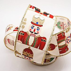 CT CRAFT LLC Ivory Satin Toy Soldier with Wired Ribbon 2.5 Inch x 10 Yards for Christmas Home Decor Tree Topper Bow Gift Wrapping DIY Crafts Wreath Garland