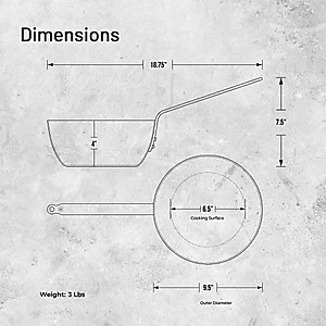 de Buyer MINERAL B Carbon Steel Country Fry Pan - 9.5” - Ideal for Sauteing, Simmering, Deep Frying & Stir Frying - Naturally Nonstick - Made in France