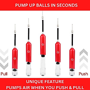 Ball Pump for Sports Balls - 5 Needles - Basketball Pump, Soccer Ball Pump - Air Pump for Balls, Volleyball, Football Accessories Equipment - Hand Pump for Inflatables - Never Lose Pin with Holder