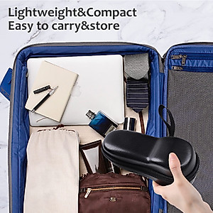 Joogee Travel Razor Case, Hard Case for Men's Shavers, Black Leather Organizer Carrying Bag