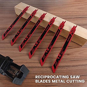 LOZAGU 6-Piece Metal Reciprocating Saw Blades, 9"/229mm 14TPI Bi-Metal Sabre Saw for Metal Pipe, Sheet, Rebar