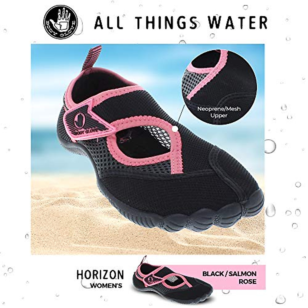 Body Glove Water Shoes for Women, Lake, Aerobics, Swimming, Aqua Sports, Beach, Womens Water Shoes, Black Slmn Rose Aqua Shoes for Women