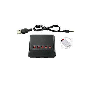MOONZON 5PCS 3.7V 600mAh Lipo Battery with 5-in-1 Charger for Syma X5C X5C-1 X5A X5 X5SC X5SW H5C V931 S5C S5W SS40 FQ36 T32 T5W H42 Remote Control Drone