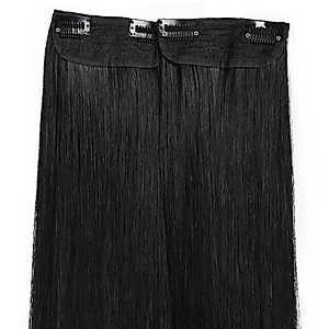 DOCUTE Natural Black Clip in Hair Extensions Black Women 4 Pieces, Full Head Long Straight Hair Extensions Clip ins Double Weft Thick Hair Extensions Hair Classic Pieces (26", Natural Black)