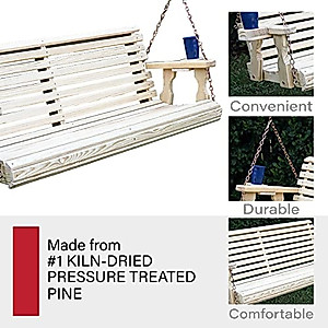Amish Casual Heavy Duty 800 Lb Roll Back 4ft. Treated Porch Swing with Cupholders