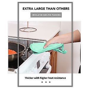 Joyhalo Oven Mitts with Cotton Lining and Non Slip Silicone Stripes - 500 Degrees Heat Resistant Gloves for Oven, Grill, Flexible & Extra Long Kitchen Hot Pot Holder for Baking, Cooking, Wine