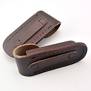 Aibote Hunting Holster Folding Blade Knife Sheath Carrying Leather Holder Sheaths Scabbard Pouch Bag For Swiss Army Knife Tactical Foldable Knives Brown