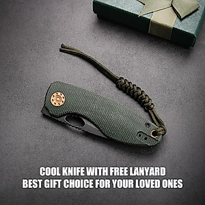 Vosteed Pocket Knife Folding Knife: 2.93" EDC Knife for Men Small Pocket Knives for Men Women Gifts Sharp Cool Pocket Knife with Clip Sandvik 14C28N Blade Micarta Handle Fathers Day Dad Gifts - Acorn