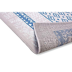 Furnish my Place Bordered Transitional Rug - 7 ft. 8 in. x 11 ft, Light Blue, Accent Rug with Geometric Pattern