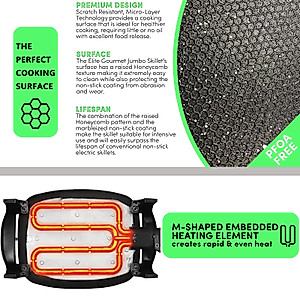 Extra Deep Nonstick Electric Skillet - Serves 6 to 8 People (10.5Qt.)