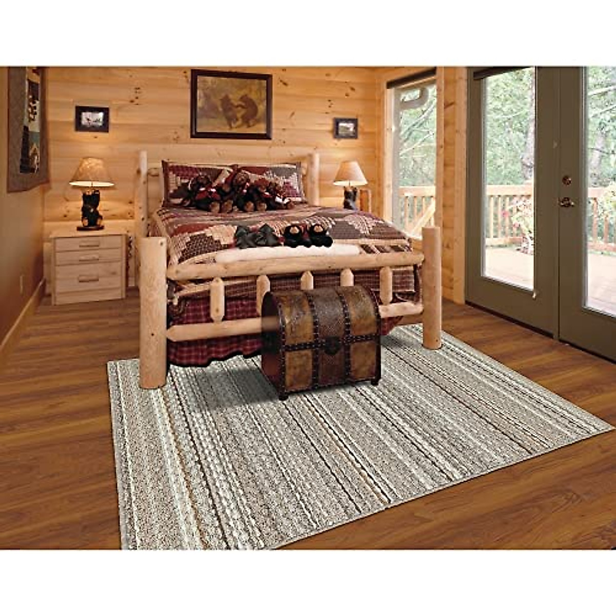 Garland Rug Carnival Stripe 9 Ft. x 12 Ft. Earth Tone Area Rug