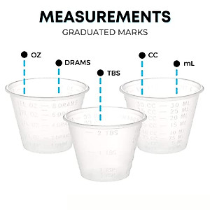 [500 Count - 1 oz.] Perfect Stix Disposable Graduated Plastic Medicine Cups - 1 Ounce Cups with Measurements, Dosage Measure-for Mixed Pills, Medication Measuring, Resin Mixing, Mouthwash