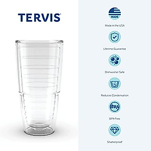 Tervis Made in USA Double Walled Whale Tail Insulated Tumbler Cup Keeps Drinks Cold & Hot, 24oz, Clear