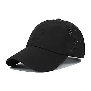 FASHIXD Ponytail Baseball Cap for Women Mesh Quick Dry Baseball Hat with Ponytail Hole (Black)
