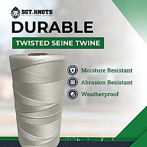 SGT KNOTS #6 Twisted Seine Twine - 100% Nylon Fiber, Utility Line for Crafting, Camping, Marine and More (3970ft)