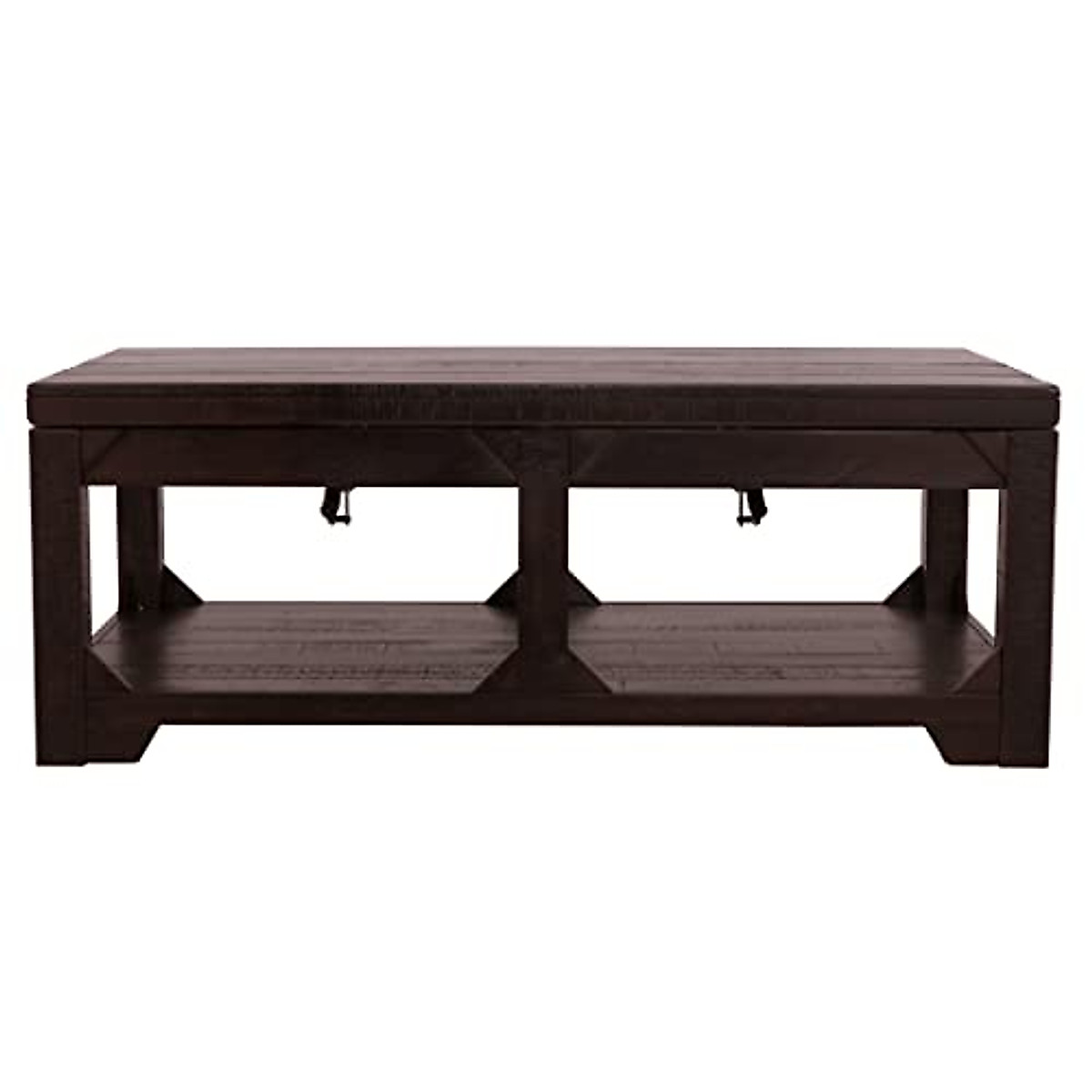 Signature Design by Ashley Rogness Rustic Rectangular Lift Top Coffee Table, Distressed Dark Brown