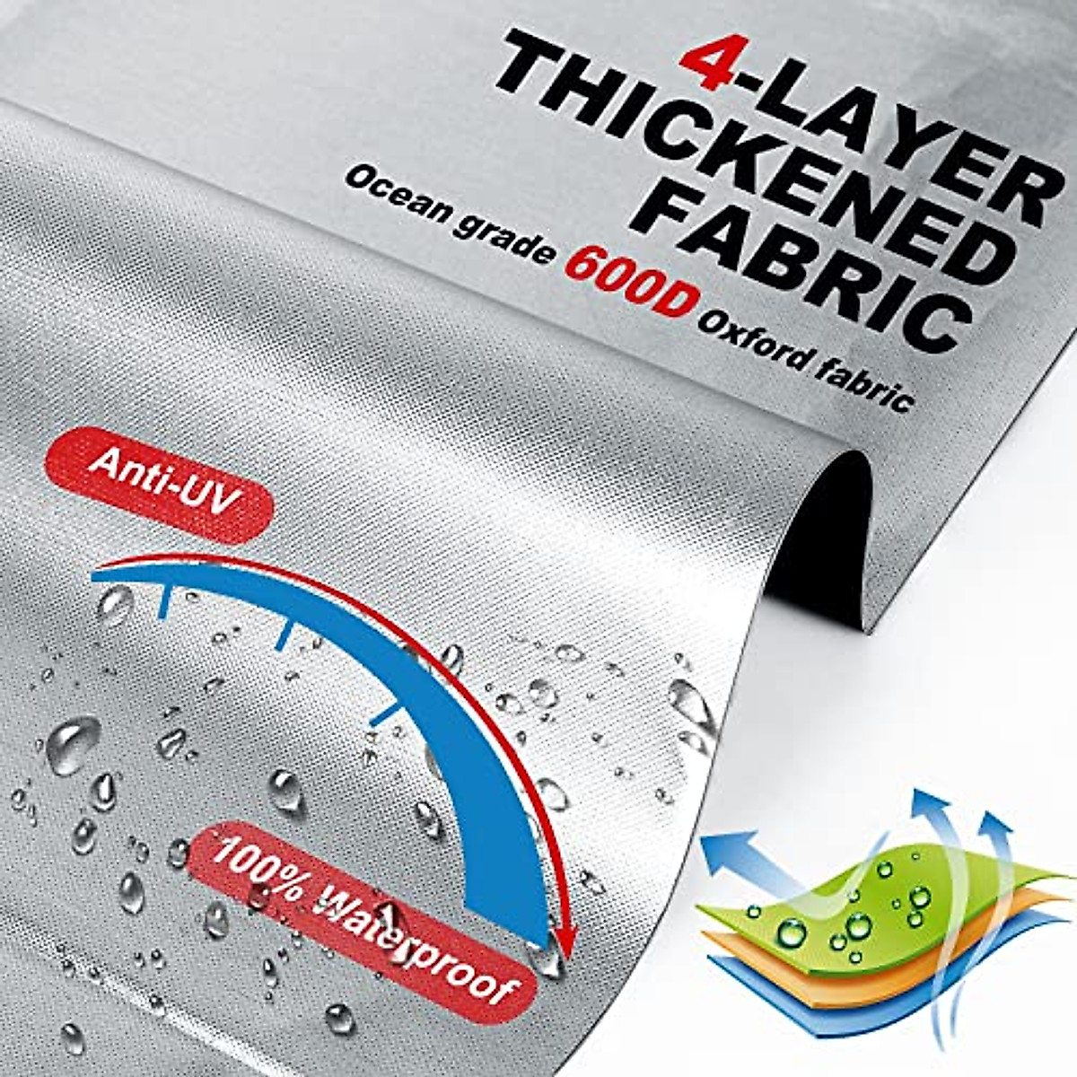 Wakeboard Tower Boat Cover, Heavy Duty 100% Waterproof Over The Tower Cover for V-Hull Fishing Tournament Boat w/Ski Wakeboard Tower Boat Cover (25′-27′L,Up to 116″W, Grey)