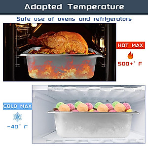 NDSWKR 4 Pack 1/2 Size Half Size Hotel Pans, 6 Inch Deep Stainless Steel Steam Table Pans, Commercial Chafing Pan for Hotel, Party, Buffet, Restaurant Food, Catering Supplies