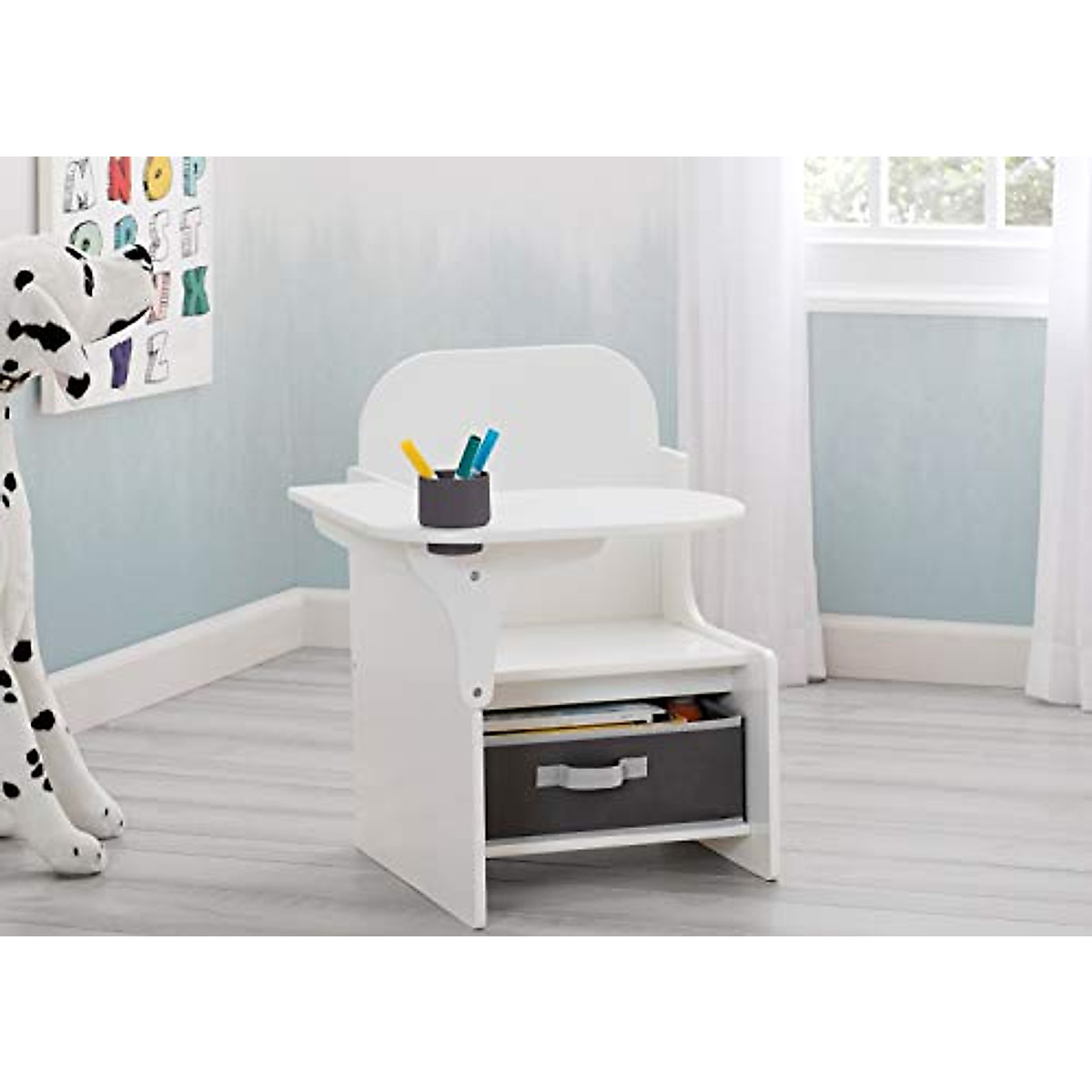 Delta Children MySize Chair Desk with Storage Bin - Greenguard Gold Certified, Bianca White