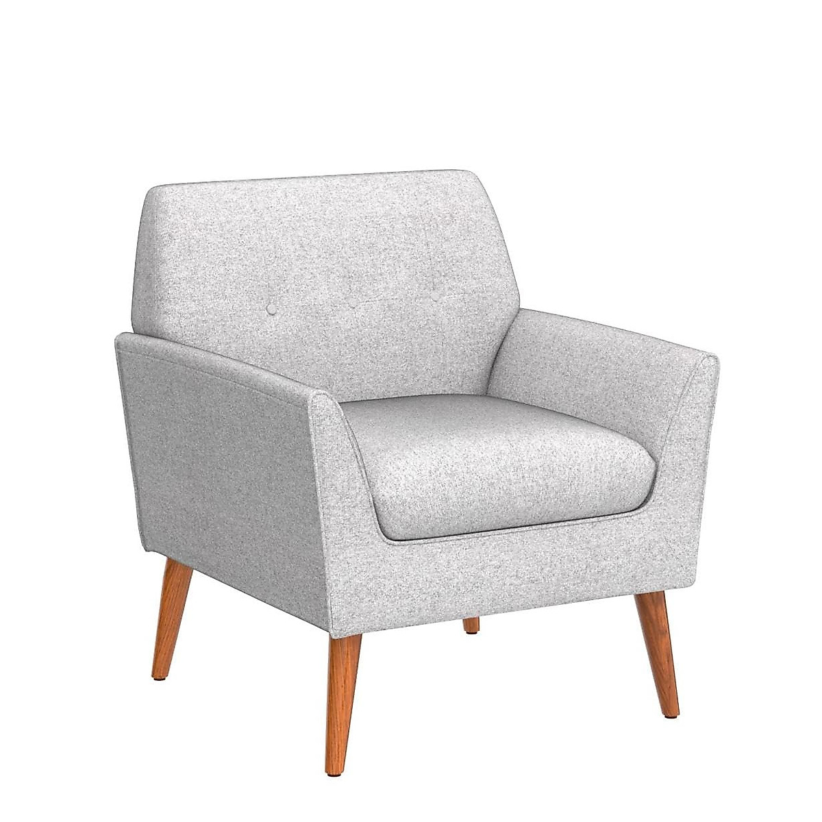 FUNKEEN Beige Accent Chair, Living Room Chair Linen Armchair Button Tufted Mid Century Modern Comfy Chair Upholstered Single Sofa Chair for Bedroom Reading Room Club Studio