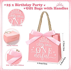 Saypacck 25 Sets 1st Birthday Party Favors Wonderful 1st Birthday Gift Bags with Handles Baby 1st Birthday Decorations 1st Birthday Treat Bag, 5.51 x 2.36 x 4.72 Inches