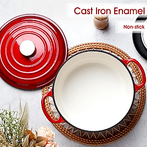 Generic 4.5 Quart Enameled Cast Iron Dutch Oven Pot with Lid, Dual Handles Enamel Dutch Oven, Non-Stick Round Dutch Oven for Bread Baking (Gradient Red), ZTG-CH-001