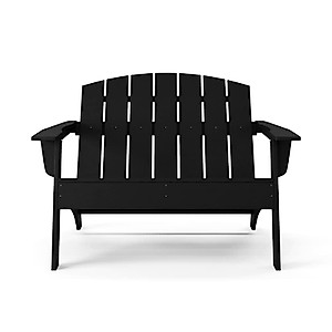 Flats & Castles Ellie HDPE Outdoor Weather Resistant Modern Adirondack Love Seat (Black)