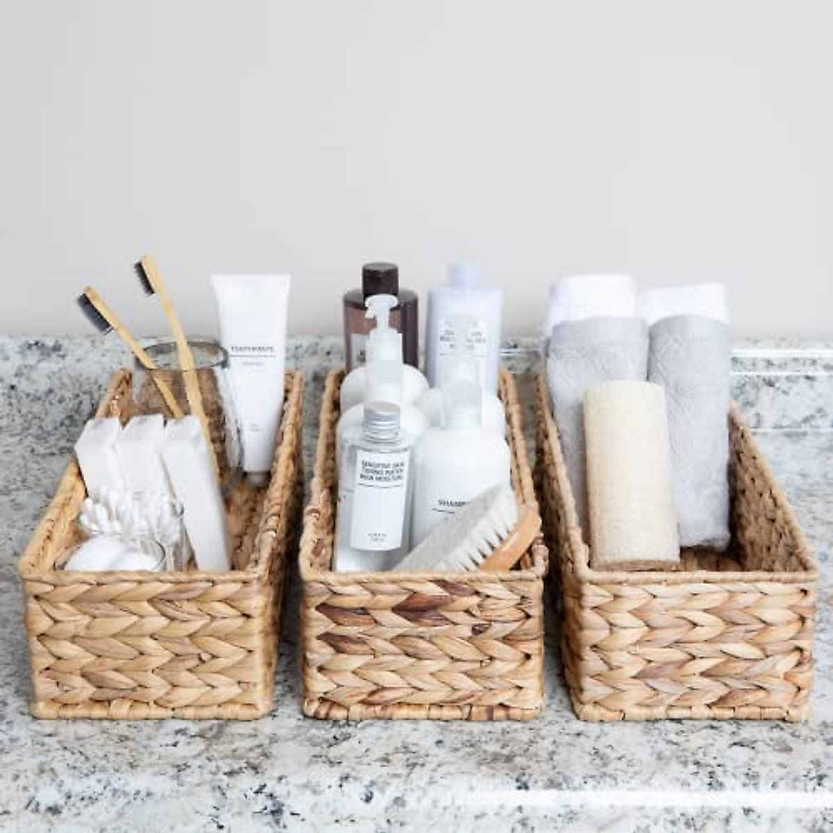 Household Essentials, Natural Water Hyacinth Rectangular Storage Basket